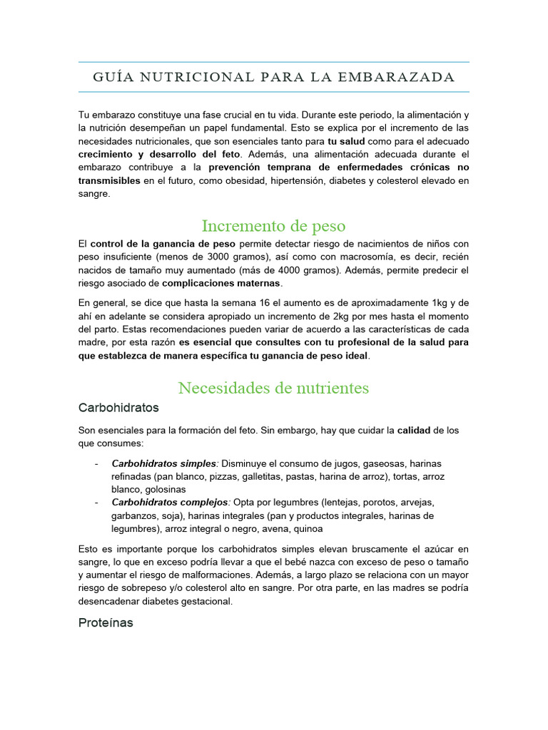 Guía Nutricional para La Embarazada | PDF | El embarazo | Cereales Guía Nutricional para La Embarazada | PDF | El embarazo | Cereales