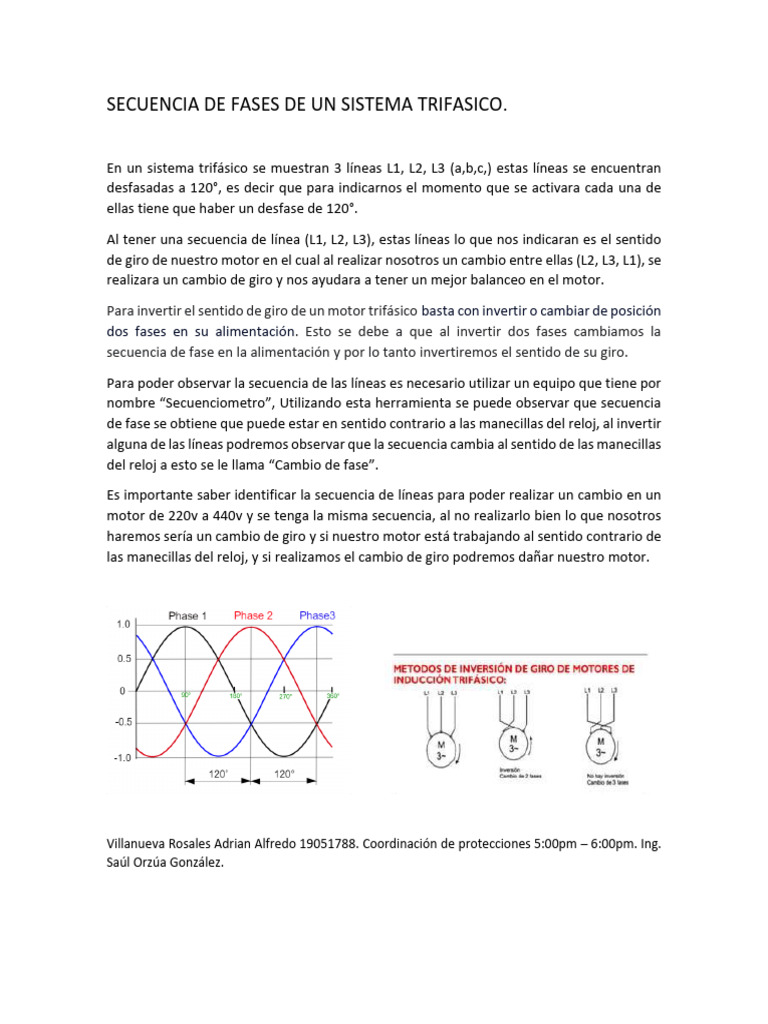 Secuencia de Fases de Un Sistema Trifasico | PDF