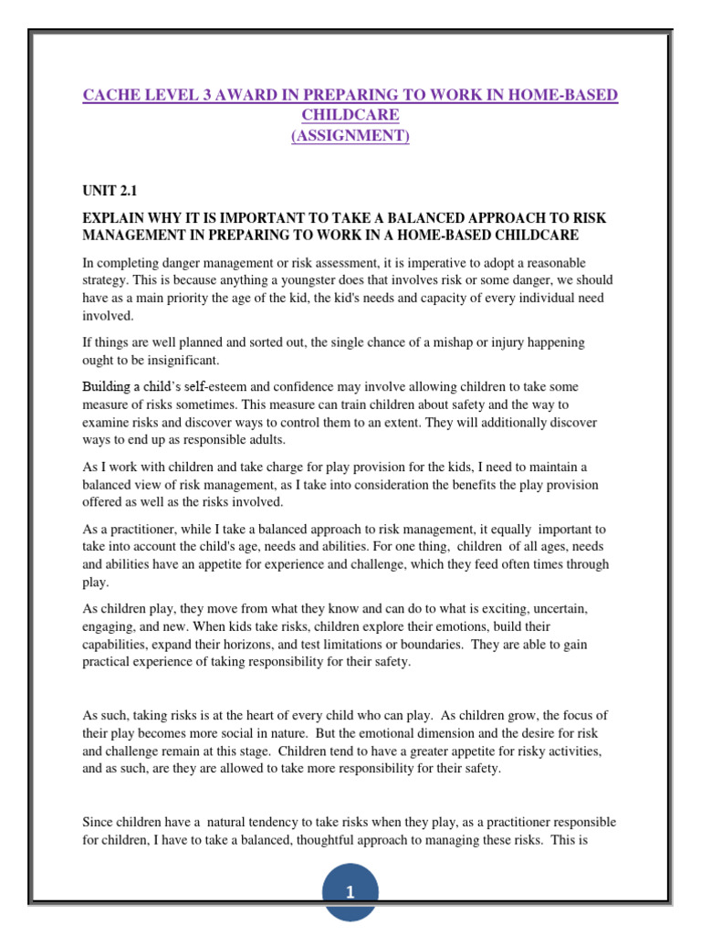 Unit 2.1 Explain Why It Is Important To Take A Balanced Approach To ...