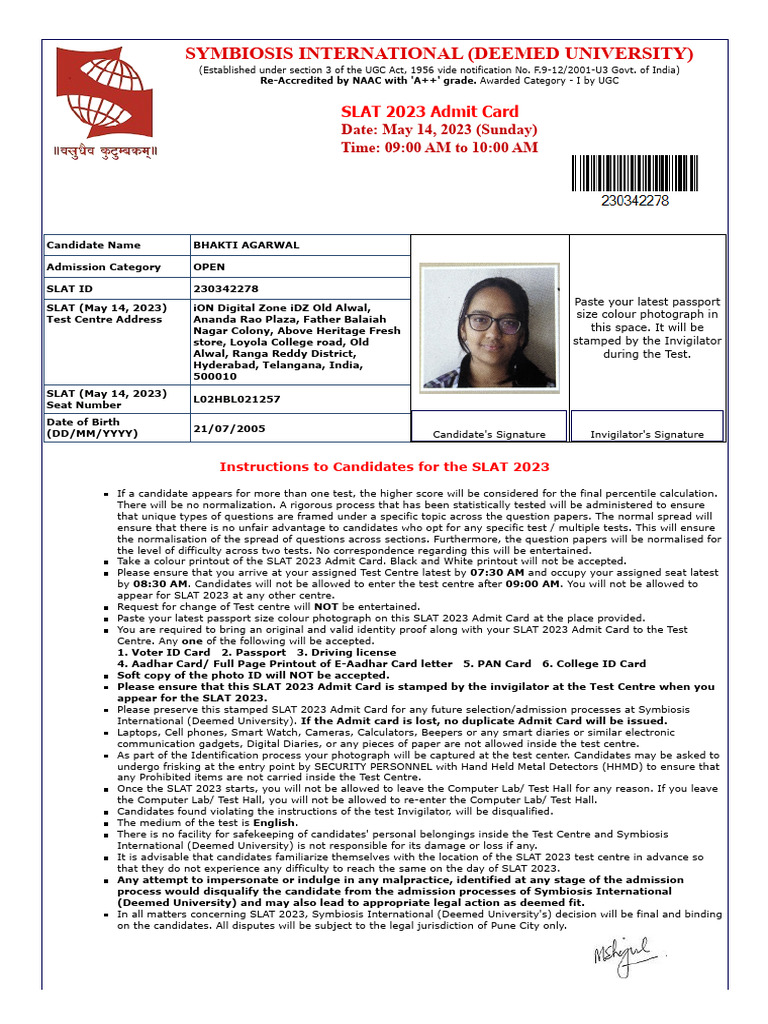 Admit Card2 - SET 2023 | PDF | Identity Document | Government And Personhood