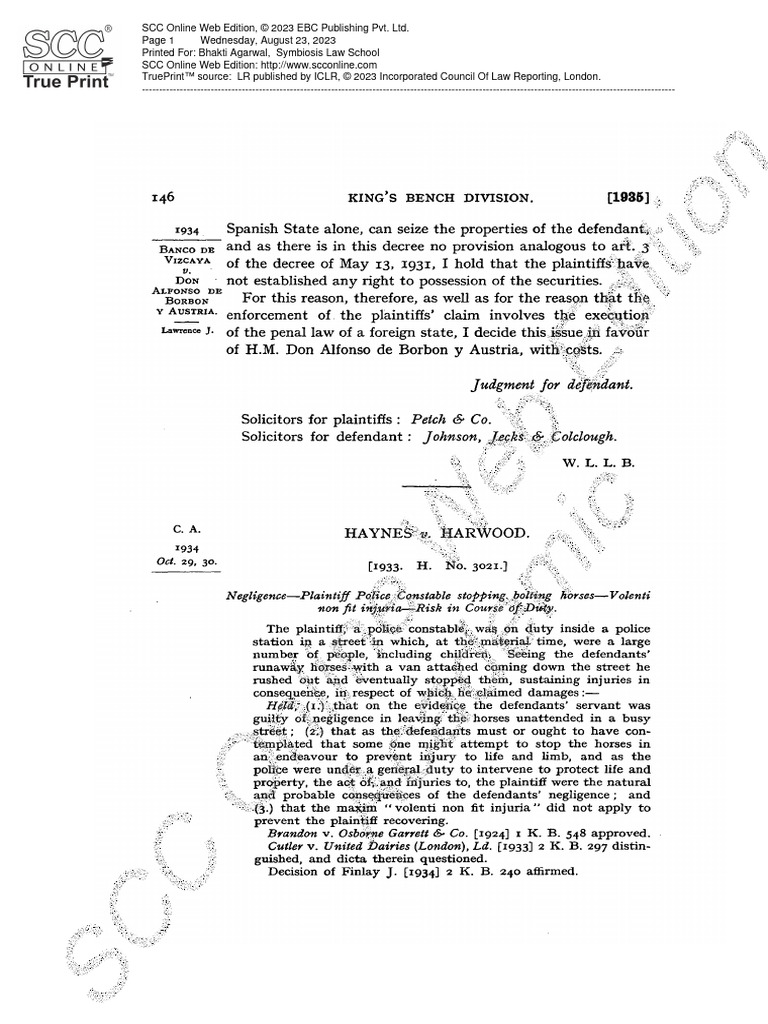Haynes V Harwood Case | PDF
