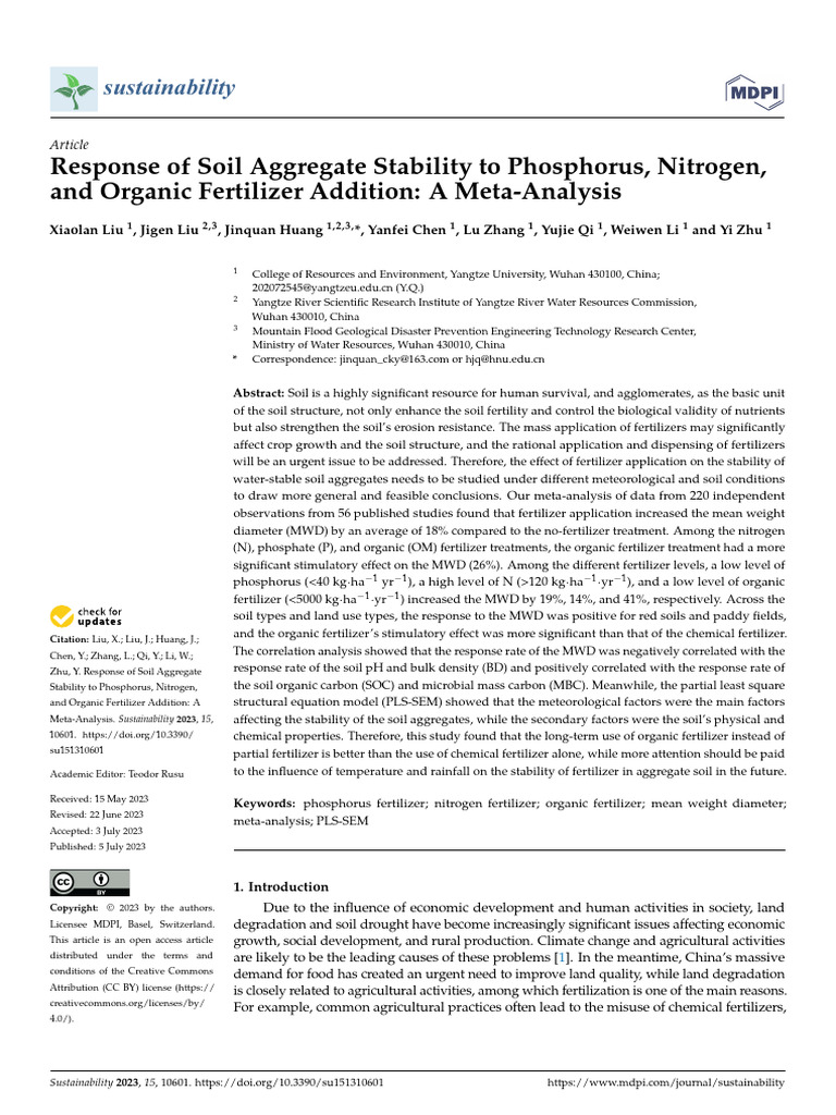 Response of Soil Aggregate Stability To Phosphorus Nitrogen 1e2x5txj | PDF | Fertilizer | Soil