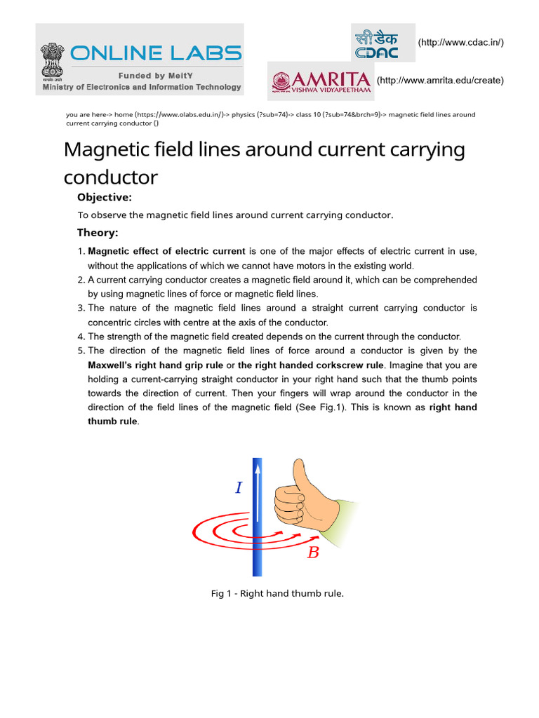 Magnetic Field Lines Around Current Carrying Conductor (Theory) - Class ...
