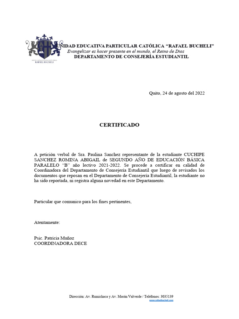 Certificado Dece | PDF
