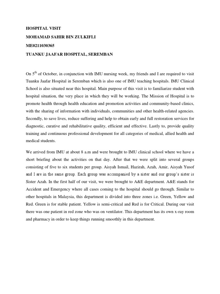 Hospital Visit | PDF | Emergency Department | Hospital