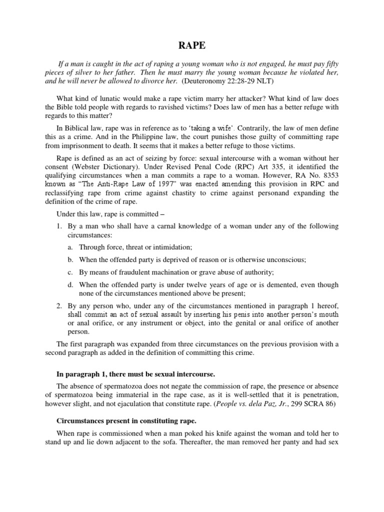 Rape Report | PDF | Rape | Victimology