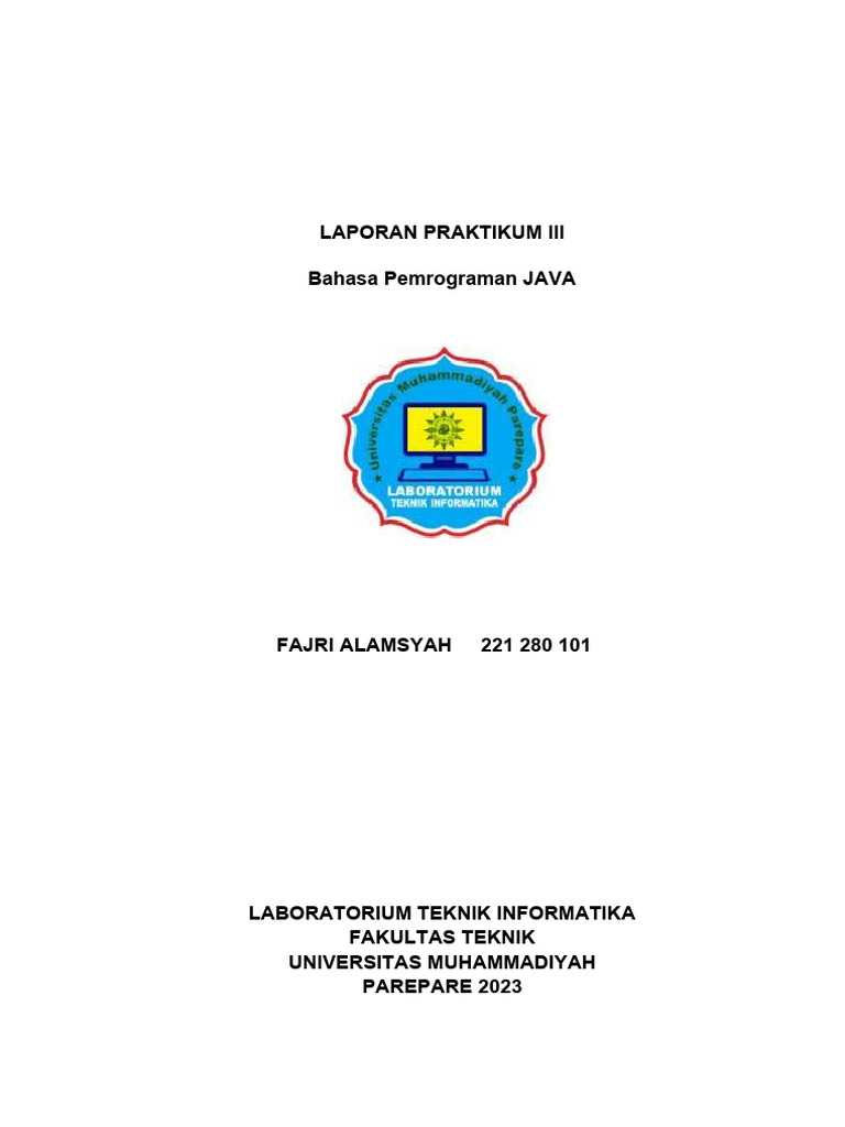 Laporan Praktikum Java 1 | PDF | Komputer | Teknologi & Rekayasa