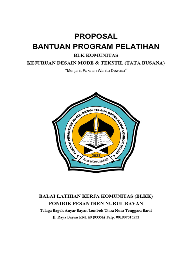 Proposal Program BLK Nurul Bayan | PDF | Karier & Perkembangan | Bisnis