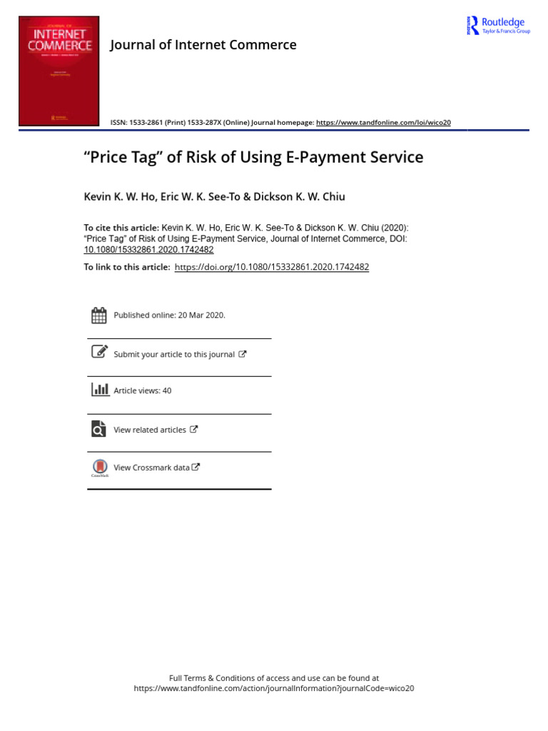 "Price Tag" of Risk of Using E-Payment Service: Journal of Internet ...
