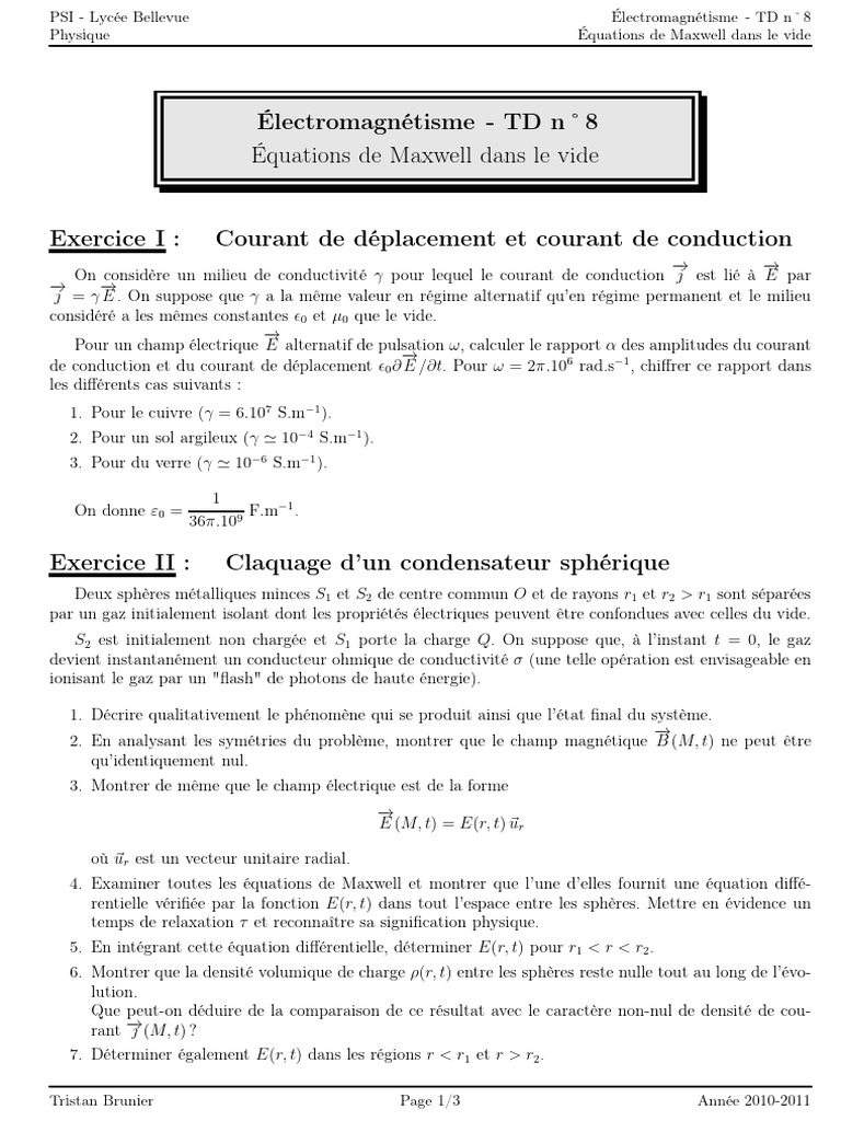 TD Maxwell | PDF | Électromagnétisme | Champ magnétique