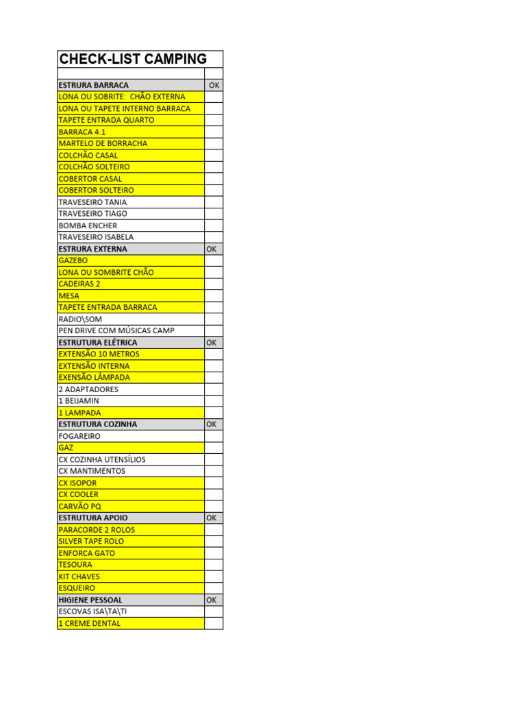 Camping Check List | PDF