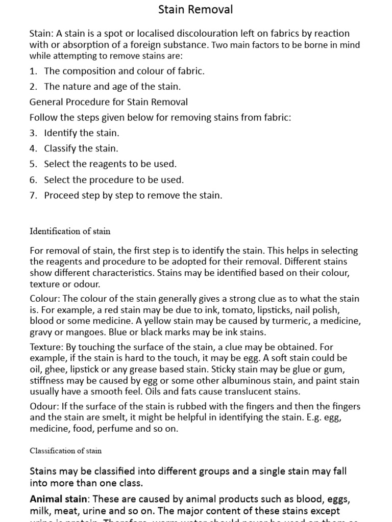Stain Removal | PDF | Solubility | Dye