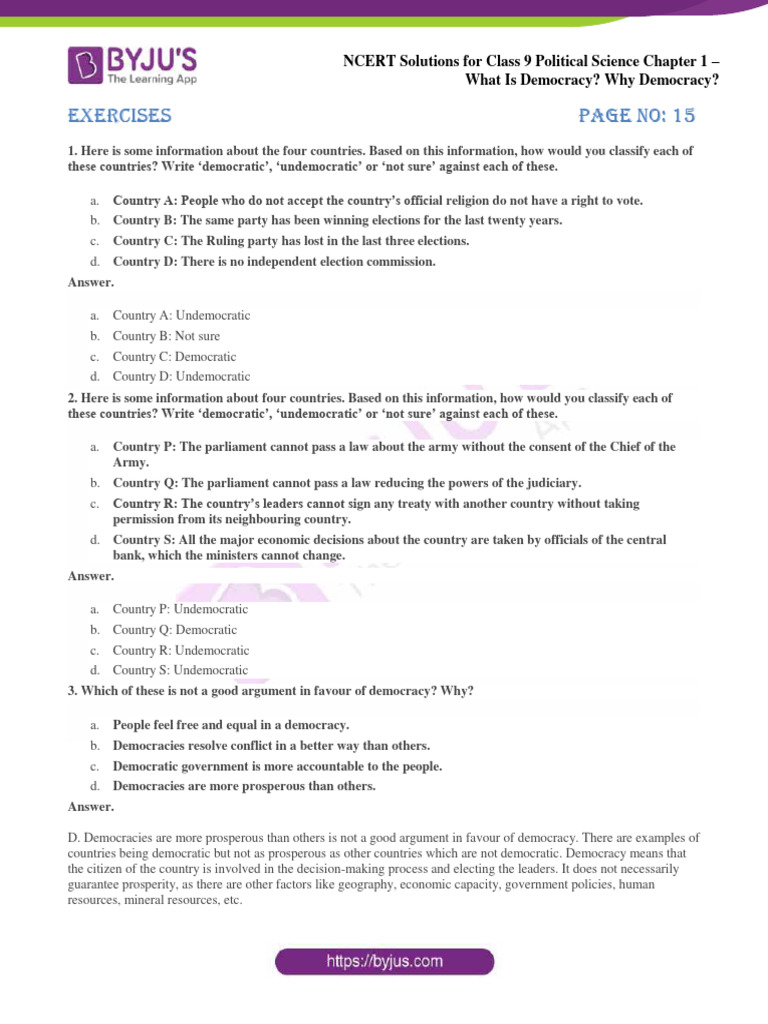 NCERT Solutions For Class 9 Political Science Chapter 1 What Is ... NCERT Solutions For Class 9 Political Science Chapter 1 What Is ...