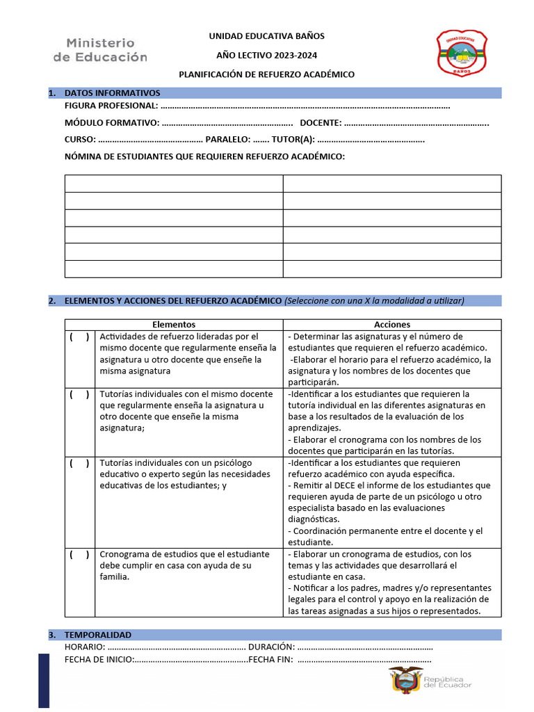 Refuerzo Académico - Módulos BT | PDF | Maestros | Evaluación