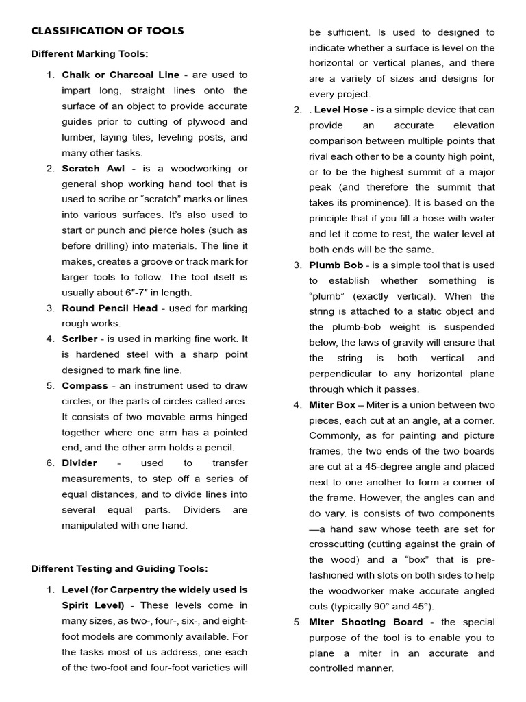 Essential Marking and Measuring Tools | PDF | Blade | Crafts