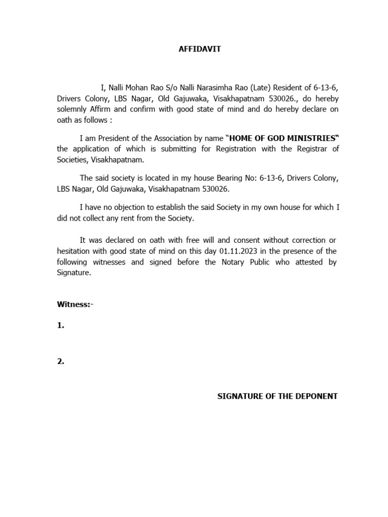 Societies Registration Affidavit | PDF | Landlord | Lease