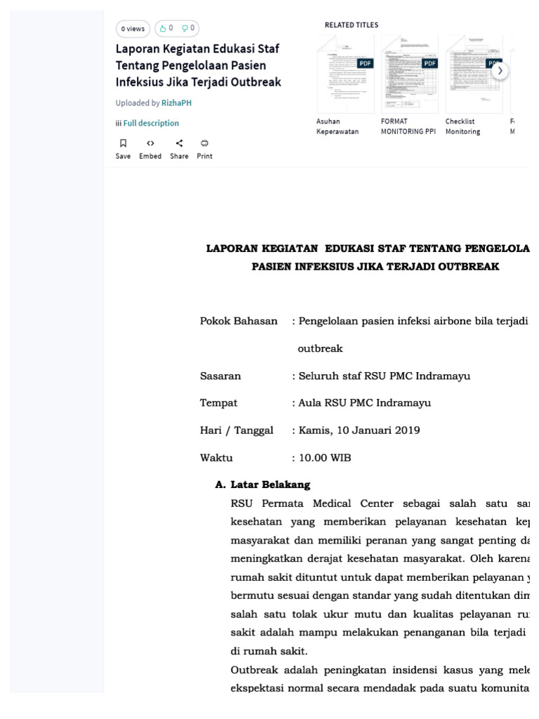 PDF Laporan Kegiatan Edukasi Staf Tentang Pengelolaan Pasien Infeksius ...