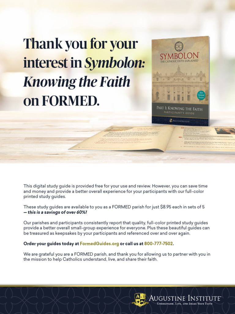 Symbolon Part 1 Knowing The Faith Study Guide PDF | PDF | Jesus ...