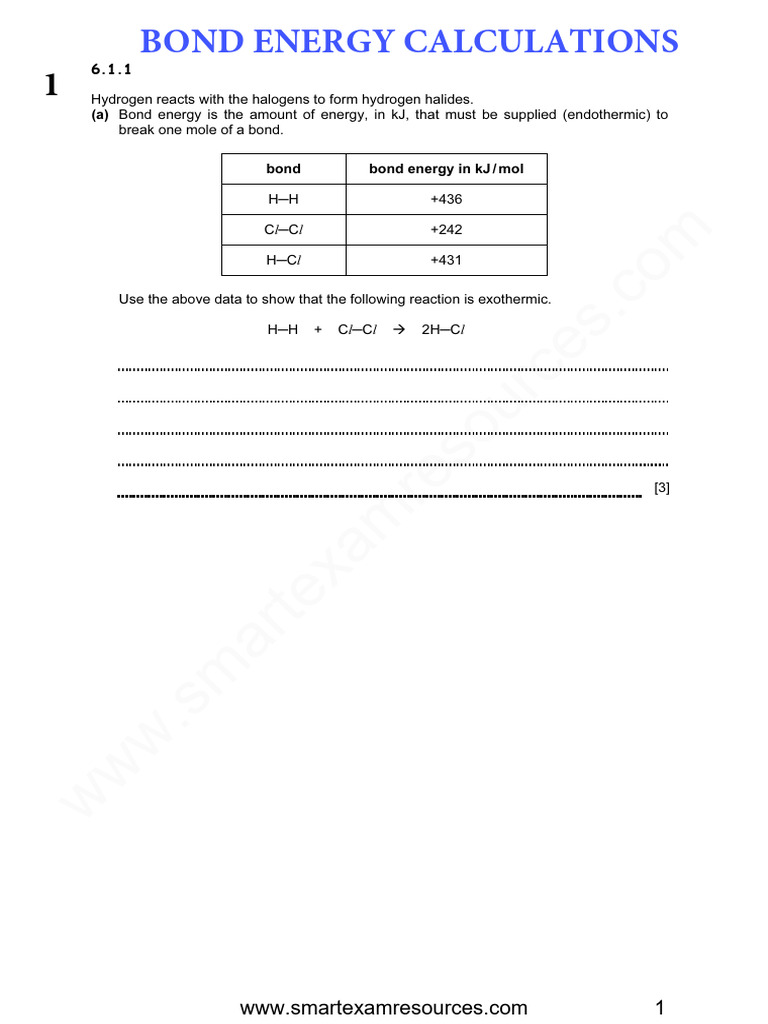 5.1-Bond energy-Calculations-Set-1-qp-ms | PDF | Chemical Reactions ...