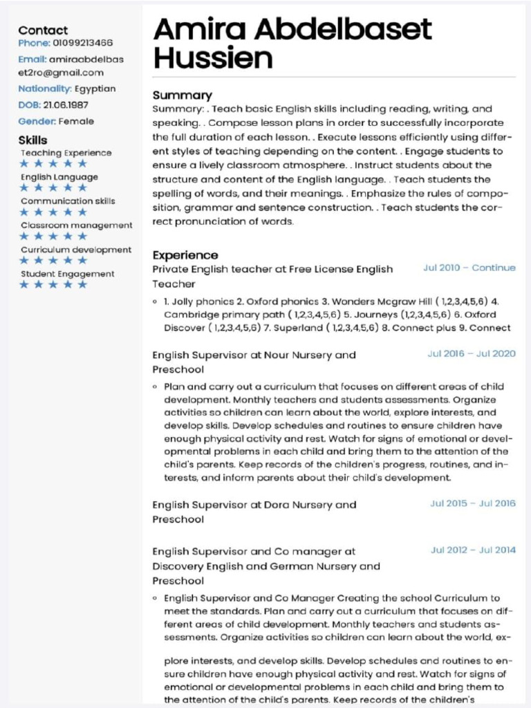 Amira CV 1 PDF | PDF