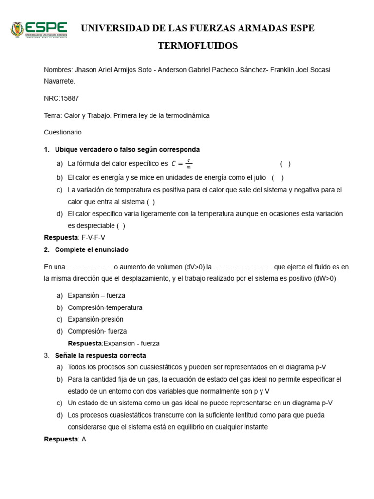 30 Preguntas | PDF | Gases | Calor