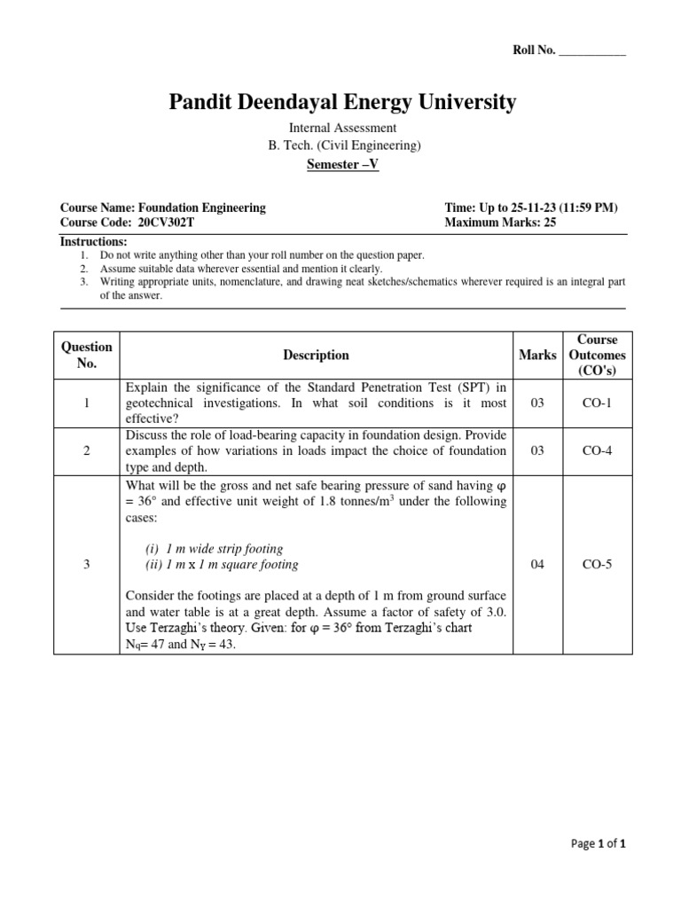 IA Assignment - Foundation Engineering | PDF