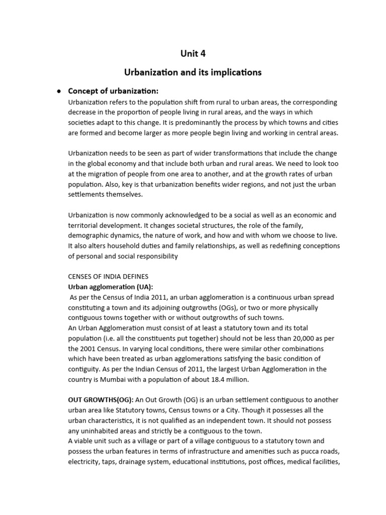 Demography Unit 4 | PDF | Urbanization | Economies