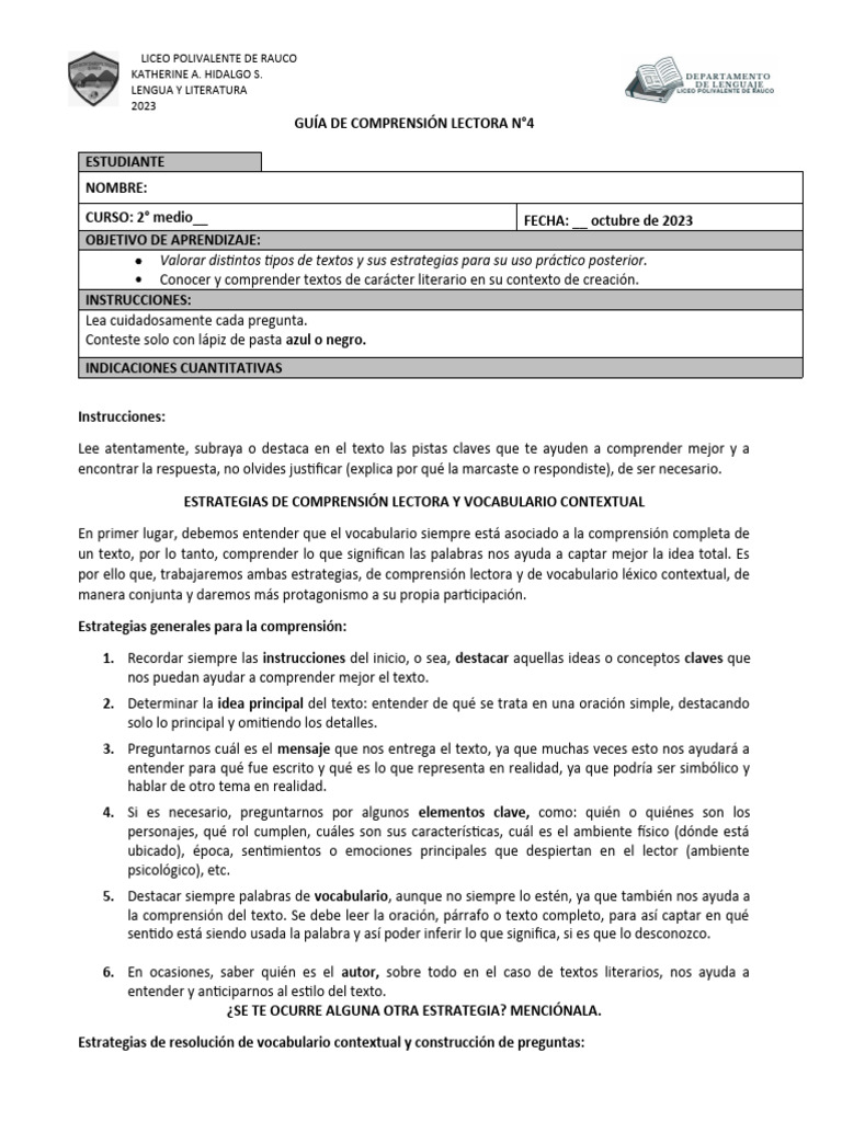 Guía Simce N 4 Nm2 Pdf Alimentos Comprensión Lectora