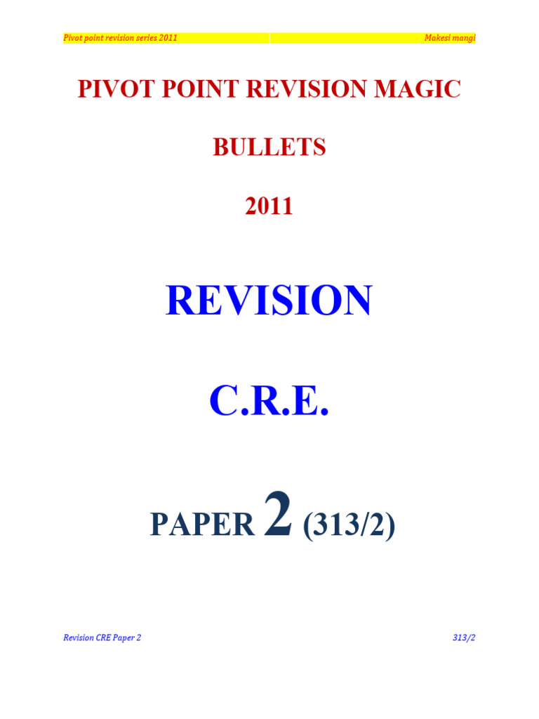 CRE Paper 2 Revision Guide 2011 | PDF | Jesus | Covenant Theology