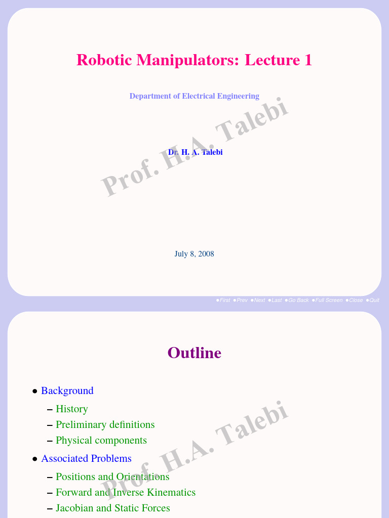LEC1 Robotics | PDF | Robotics | Kinematics