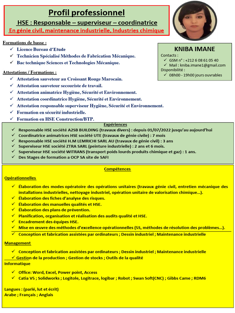 CV Kniba Imane | PDF | Sécurité | Dessin technique