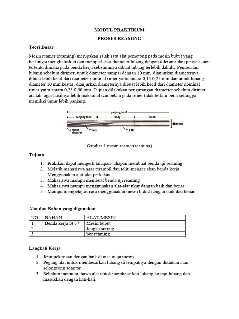 Proses Reaming-Proses Produksi | PDF | Teknologi & Rekayasa