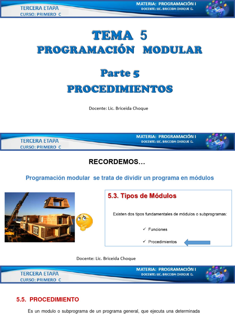 Prog - Modular - Parte - 05 - Procedimientos | PDF | Índice de masa ...