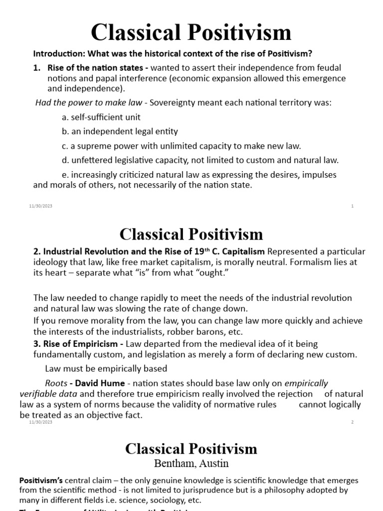 Classical Positivism | PDF | Positivism | Utilitarianism