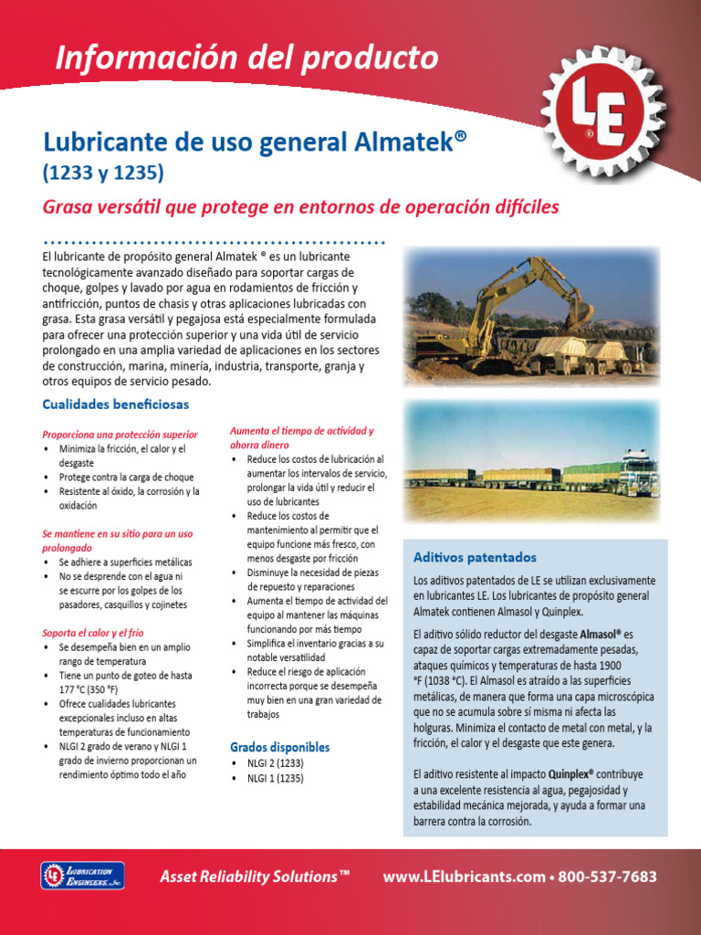 Información Del Producto: Lubricante de Uso General Almatek® | PDF ...