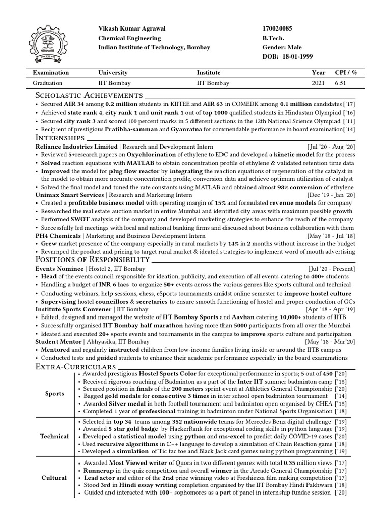 Vikash IIT Bombay Analysis | PDF