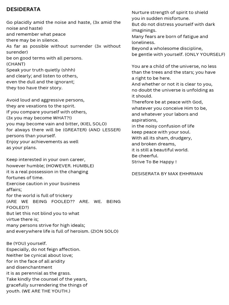 DESIDERATA | PDF