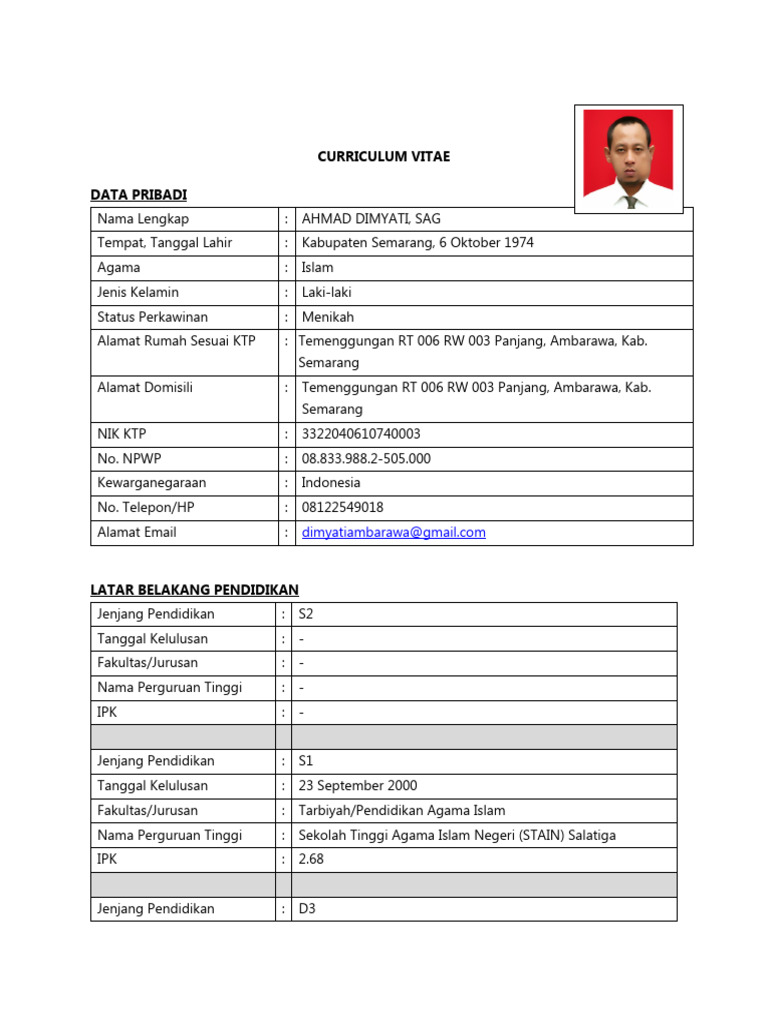 CV Tenaga Ahli | PDF