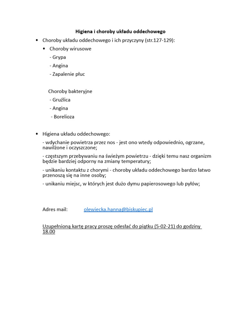 Higiena I Choroby Układu Oddechowego | PDF