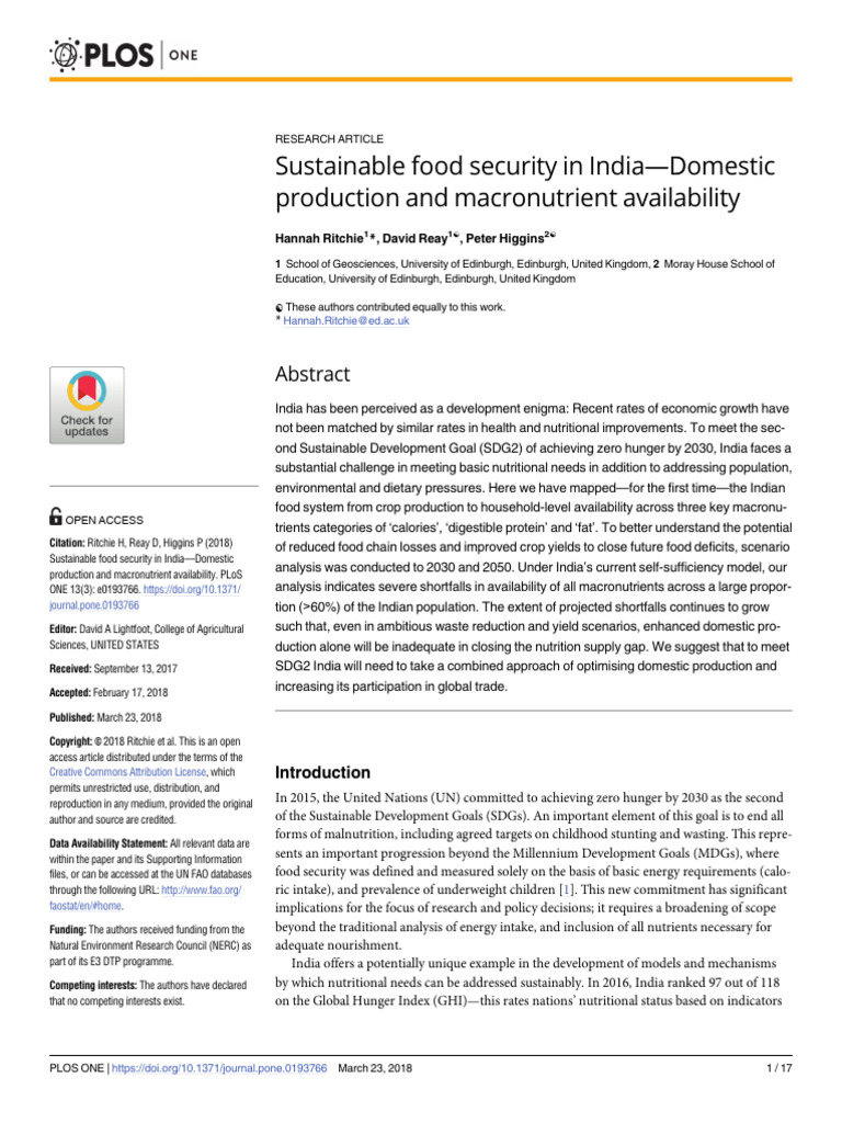 Sustanaible Food Security | PDF | Malnutrition | Food Security
