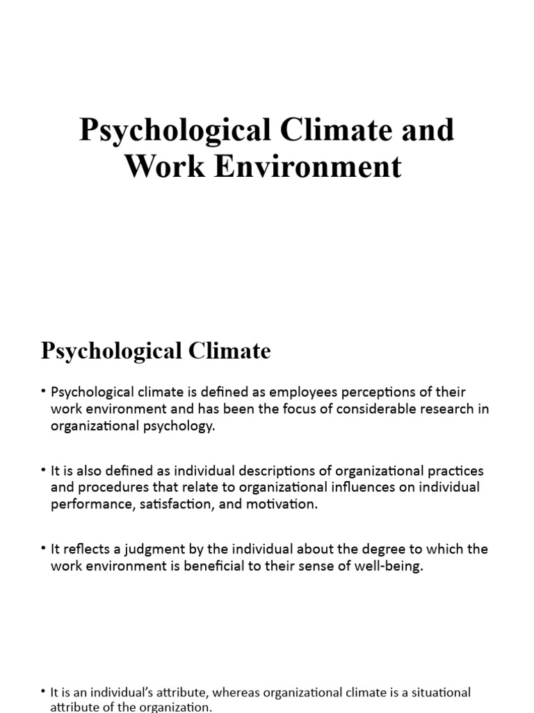OB Climate and Work Environment | PDF | Motivational | Motivation