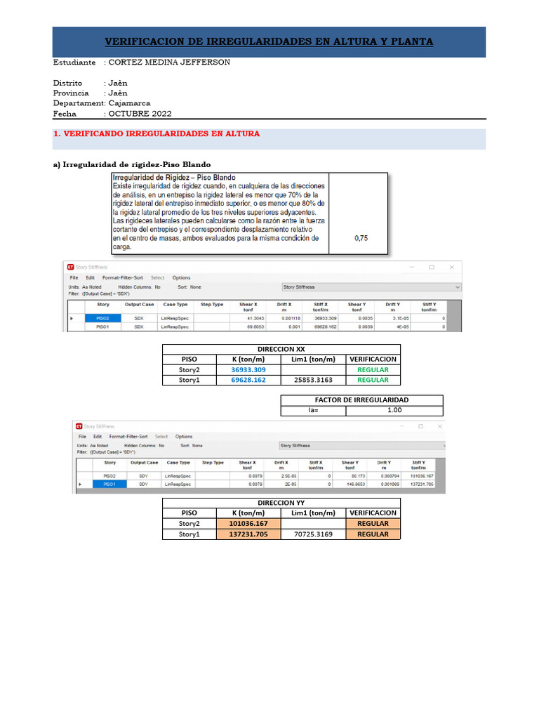 Verificación de Irregularidades Estructurales | PDF