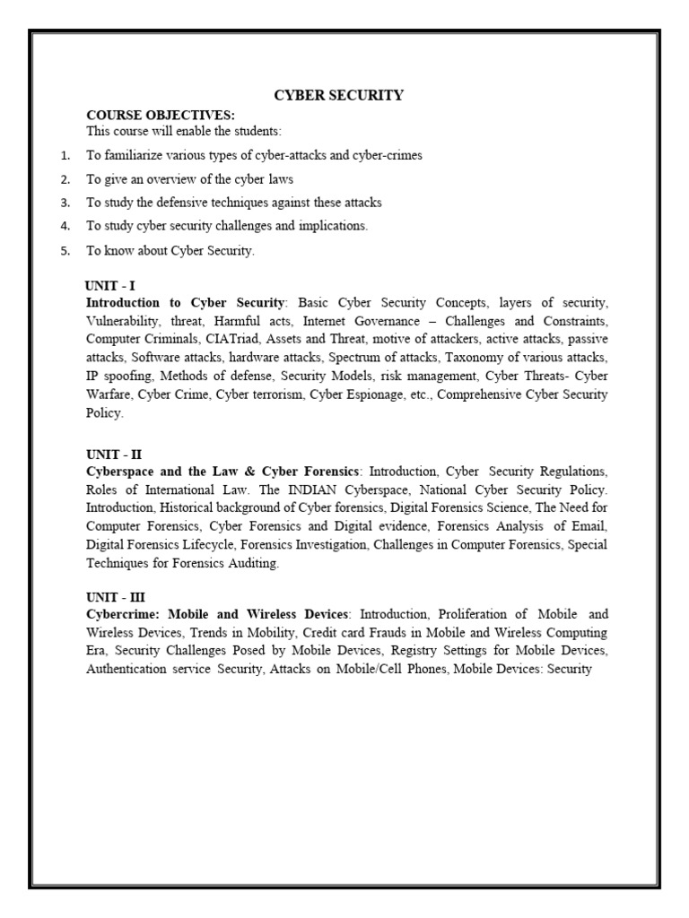 Cyber Security Notes 4-1 | PDF | Security | Computer Security