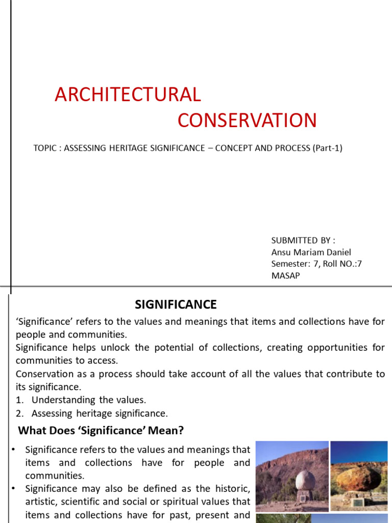 Lecture 8 - ASSESSING HERITAGE SIGNIFICANCE - CONCEPT AND PROCESS (Part ...