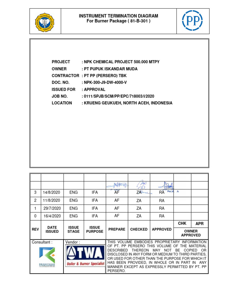 NPK 300 j9 DW 4000 V Rev.3 Instrument Termination Diagram | PDF