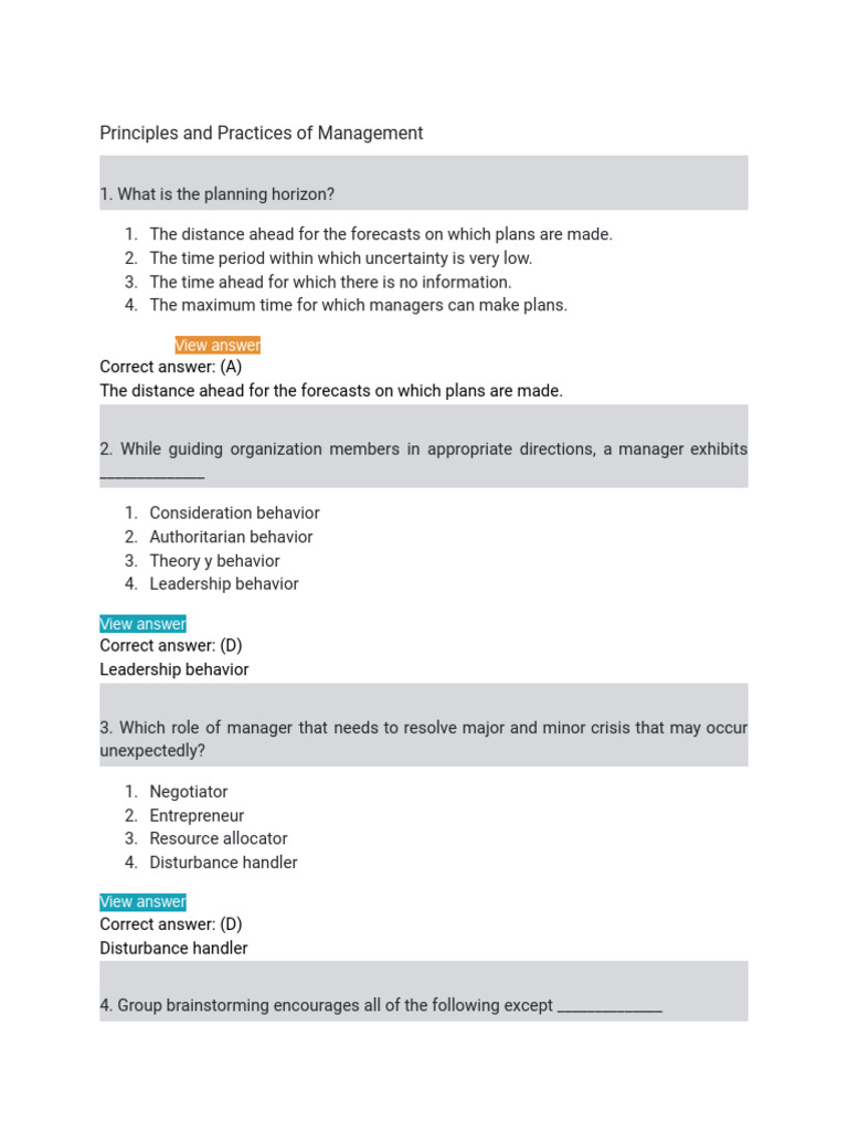 Principles and Practices of Management | PDF | Linear Programming ...