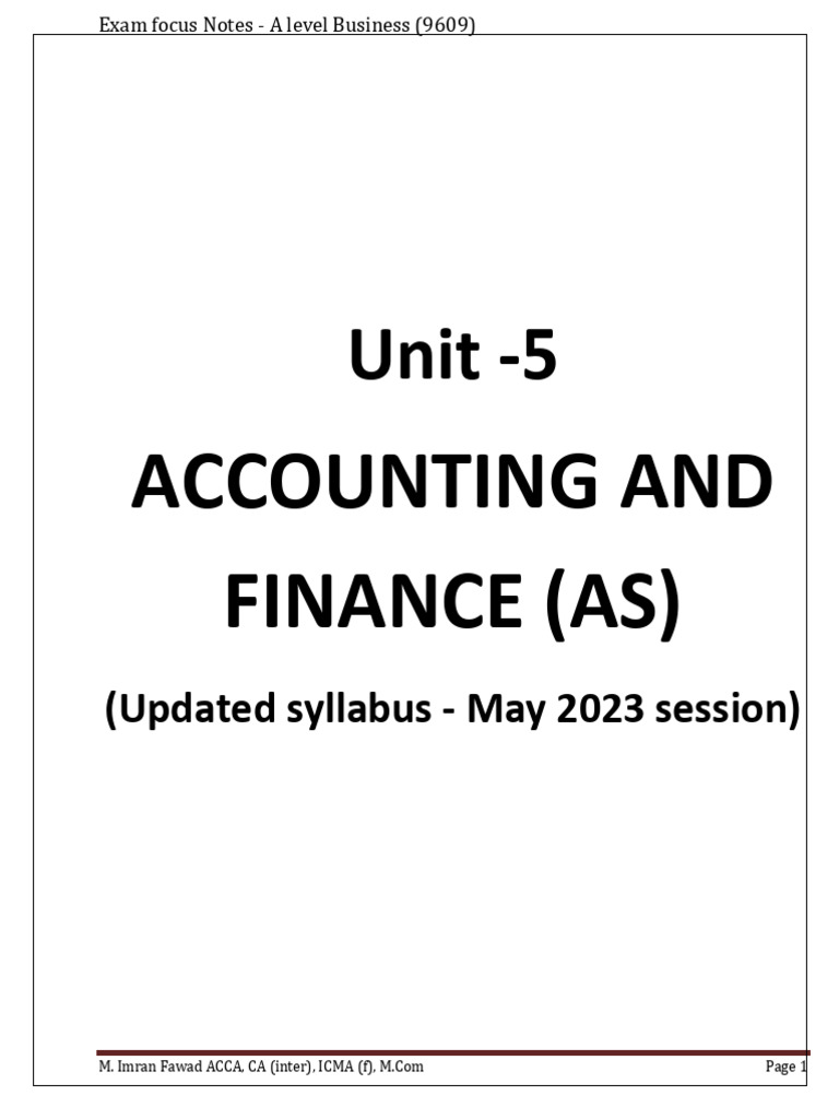 A Level Business Exam Focus Notes | PDF | Accounting | Business