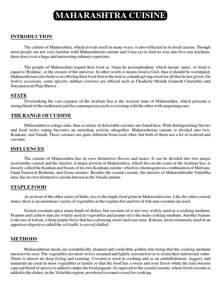 Maharashtra Cuisine | PDF | Indian Cuisine | Curry
