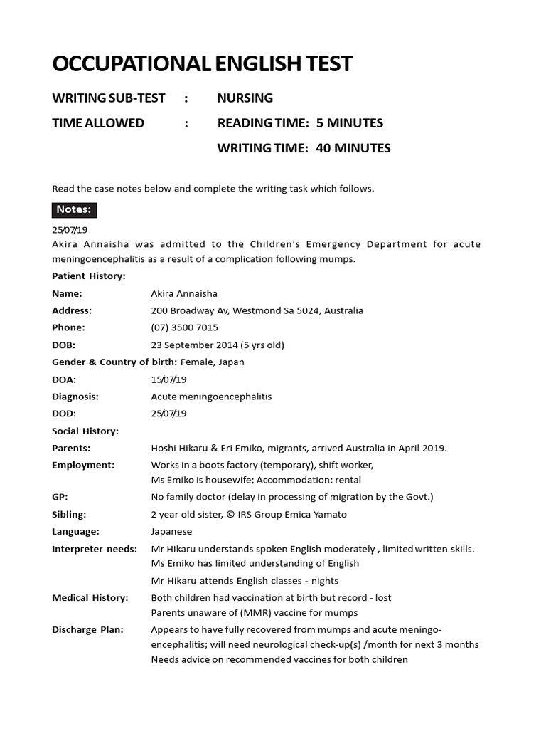 WN.74. Akira Annaisha - Case Notes - Acute Meningoencephalitis ...
