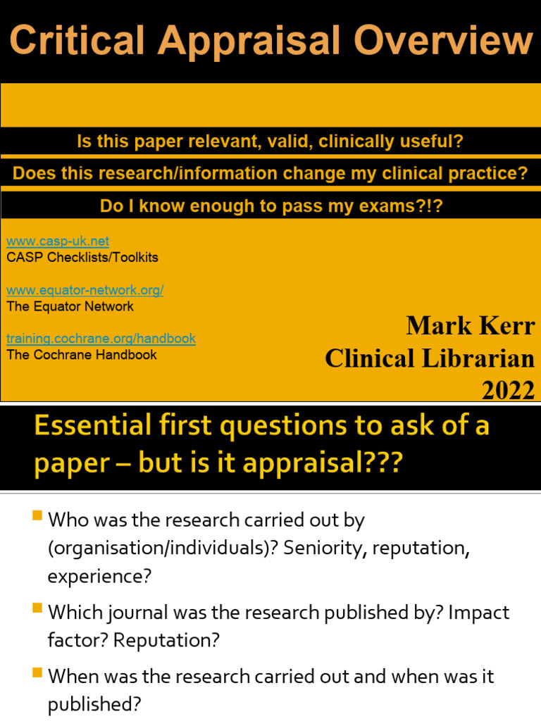 Critical Appraisal Overview | PDF